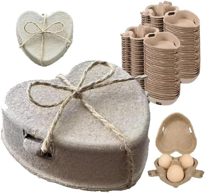 Egg Cartons Bulk,Easter Heart Shaped Eggs Cartons with Jute Rope,3 ...