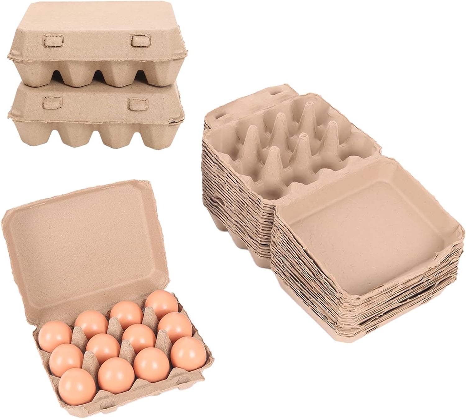 Egg Cartons Bulk, Style Reusable Empty Natural Paper Pulp Egg Cartons ...
