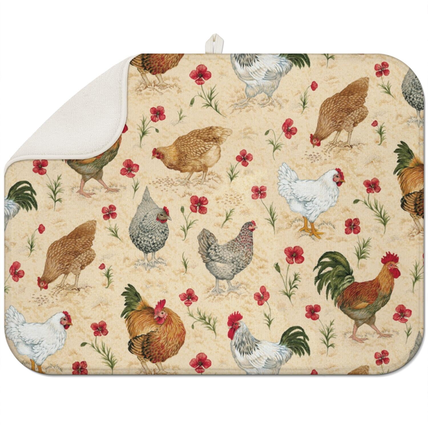 Egg Cartoon Farm Chicken Drying Mat - Super Absorbent Microfiber Dish ...