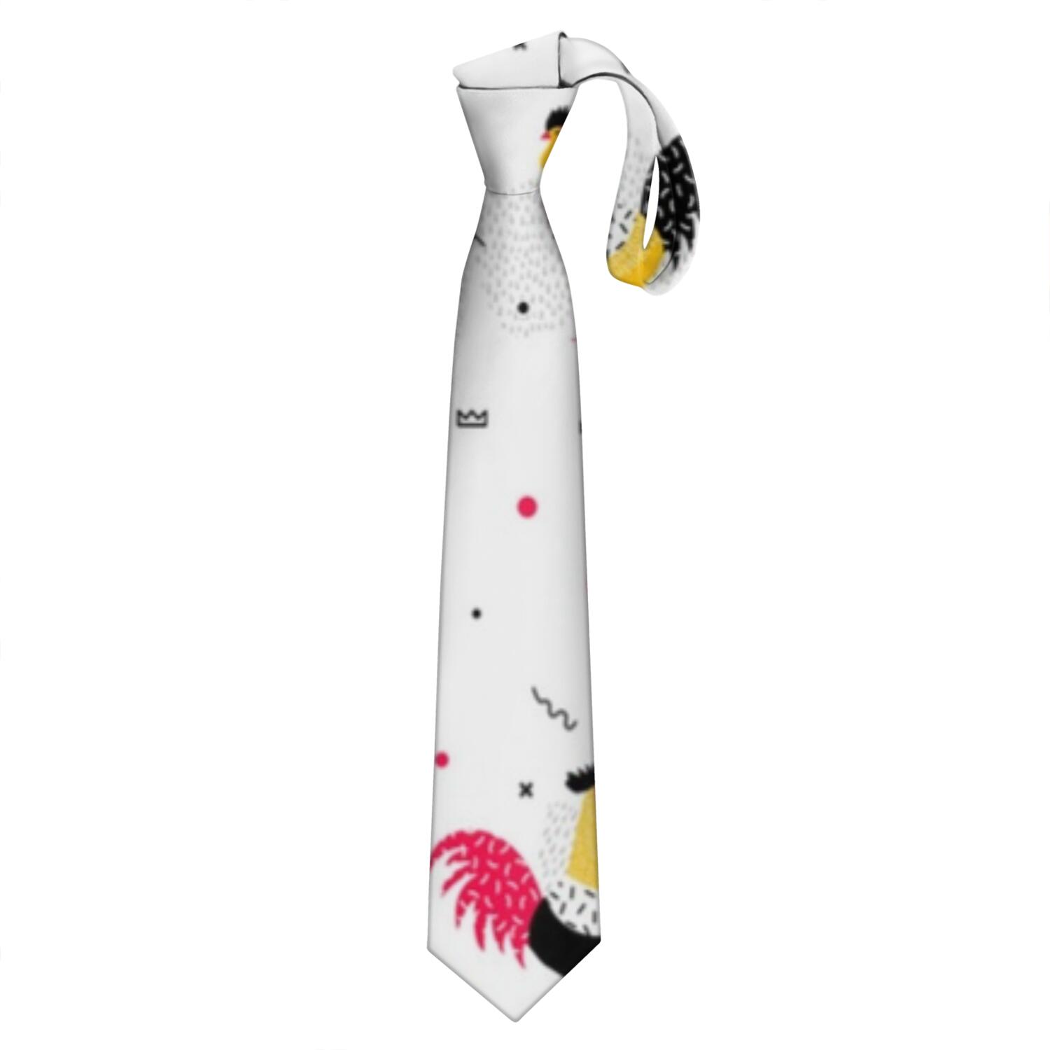Egg Cartoon Farm Chicken Print Satin Men's Necktie - Wrinkle-Resistant ...