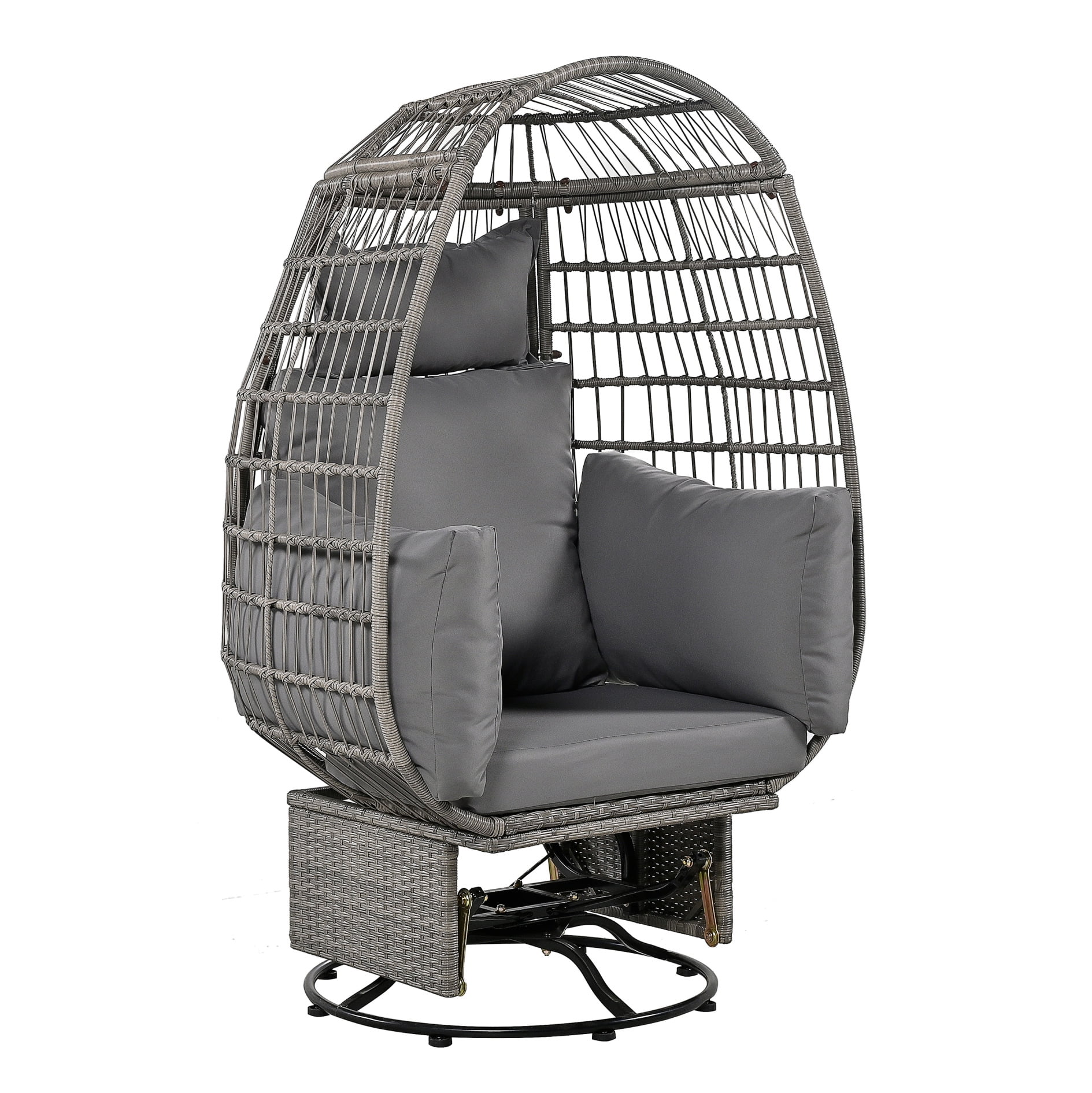 Egg Chair Outdoor, Swivel Basket Chair with Rocking Function, Wicker ...