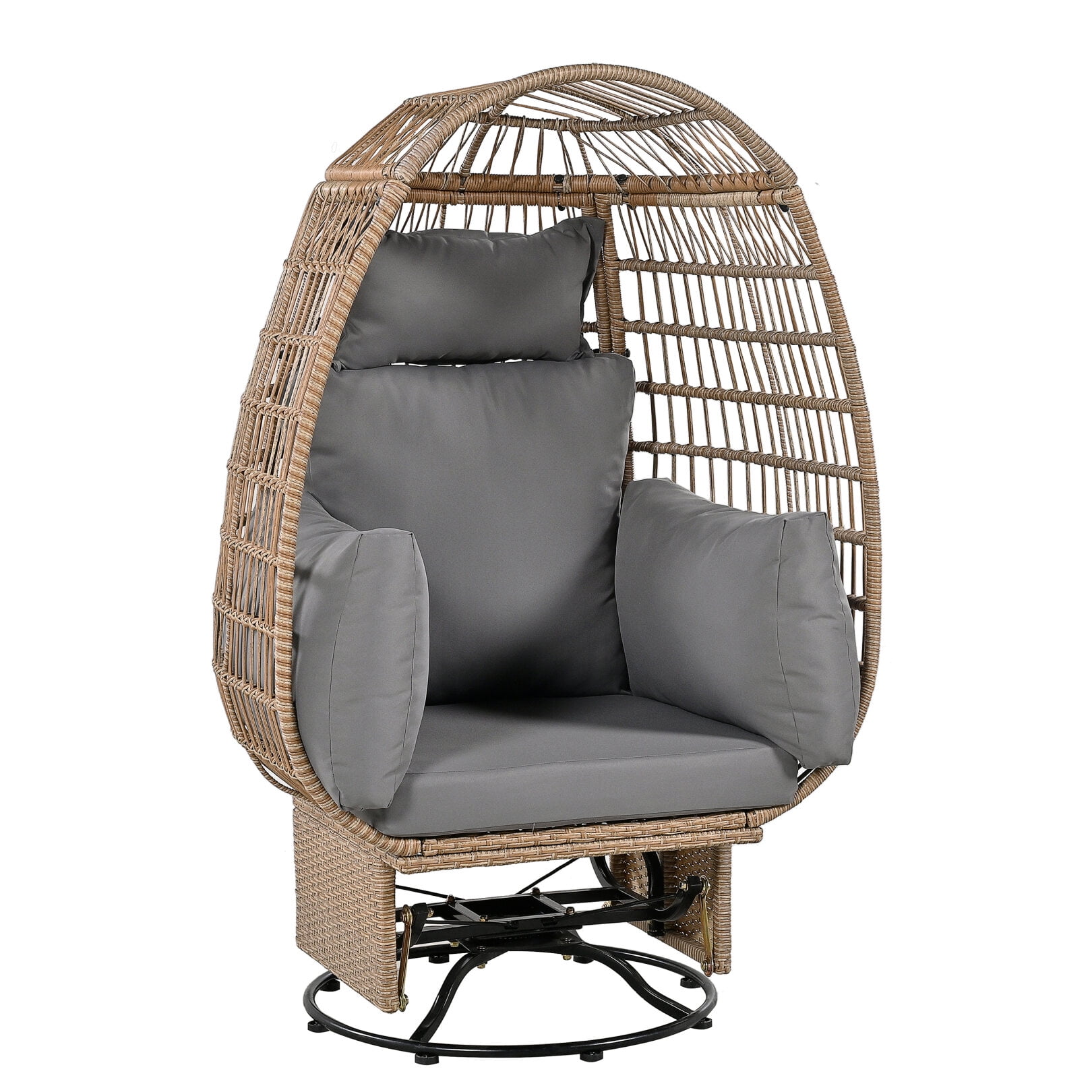 Egg Chair Outdoor, Swivel Basket Chair with Rocking Function, Wicker ...
