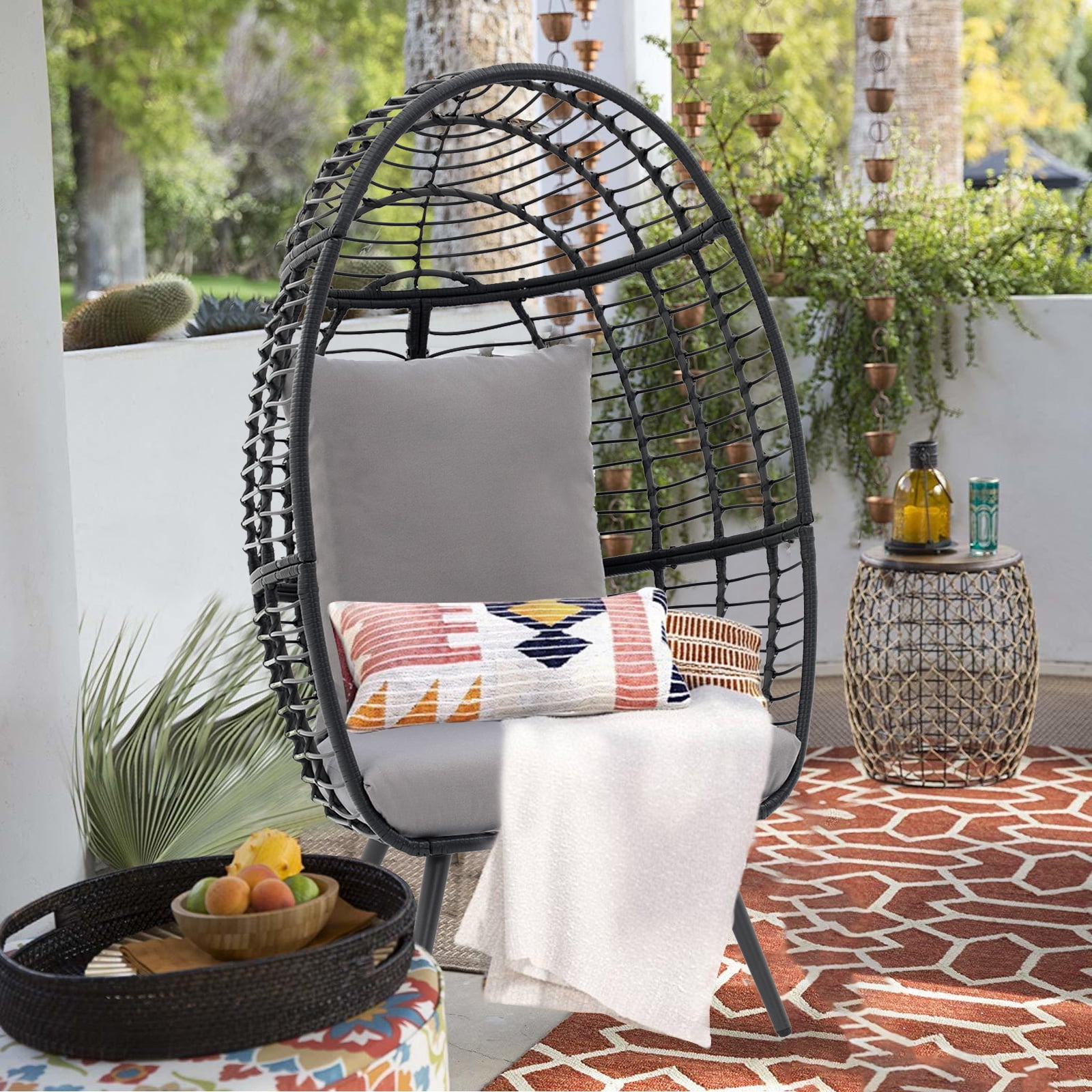 Egg Chair With Stand, Outdoor Patio Chair for Relaxing, Reading ...