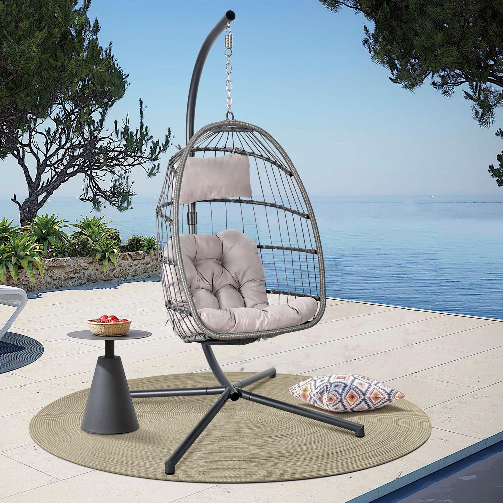 Egg Chair with Stand,Patio Hanging Swing Chair for Indoor/Outdoor ...