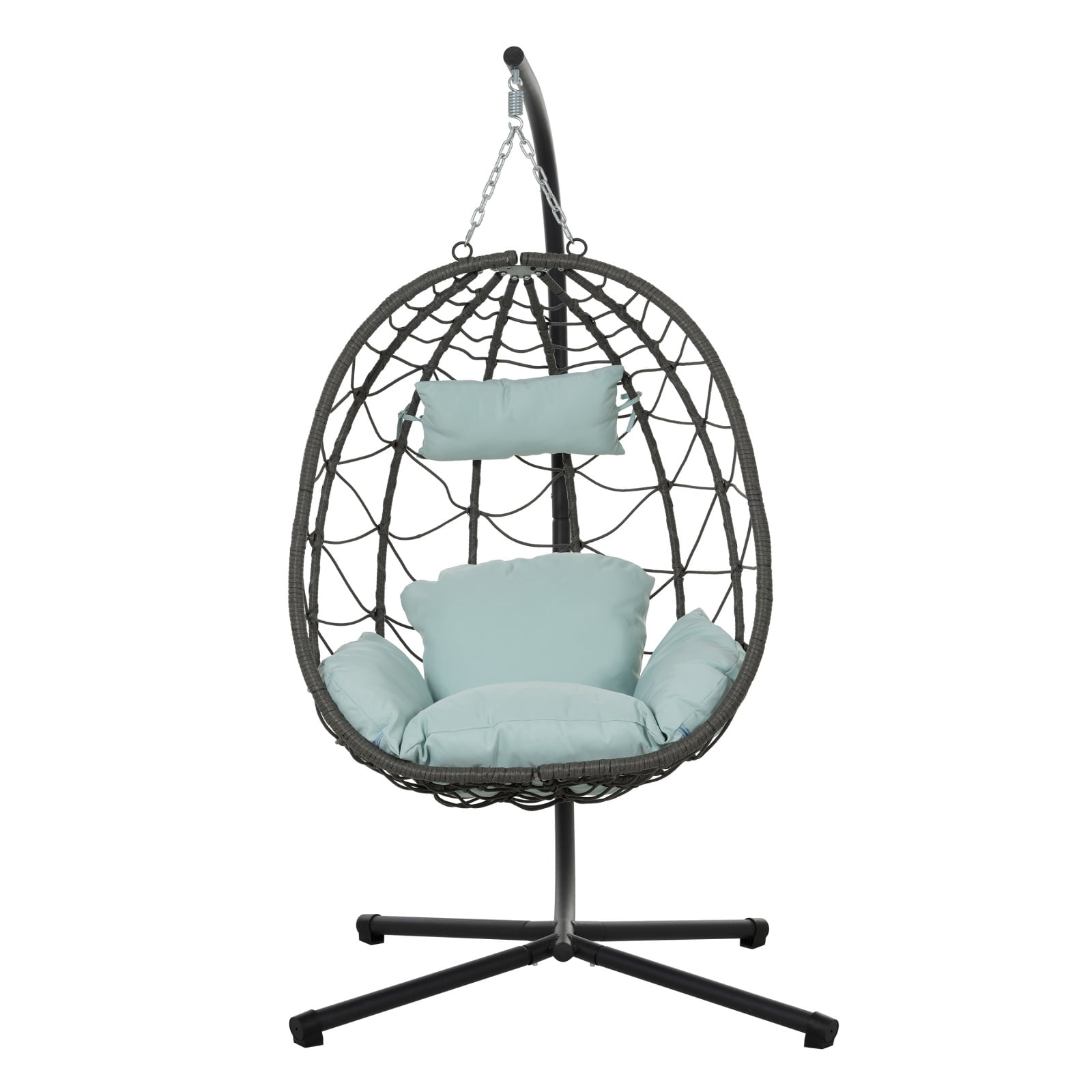 Egg Chair With Stand Indoor Outdoor Swing Chair Patio Wicker Hanging ...