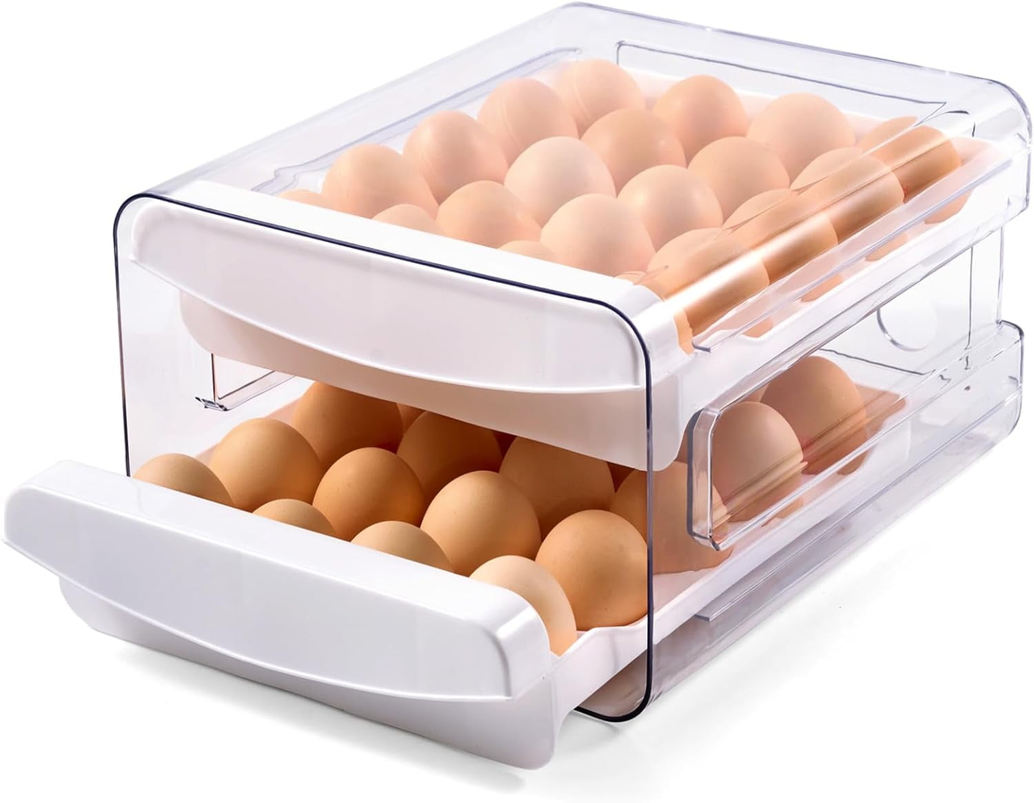 Egg Container Holders Dispenser for Refrigerator 40 Eggs, 2 Tier Clear ...