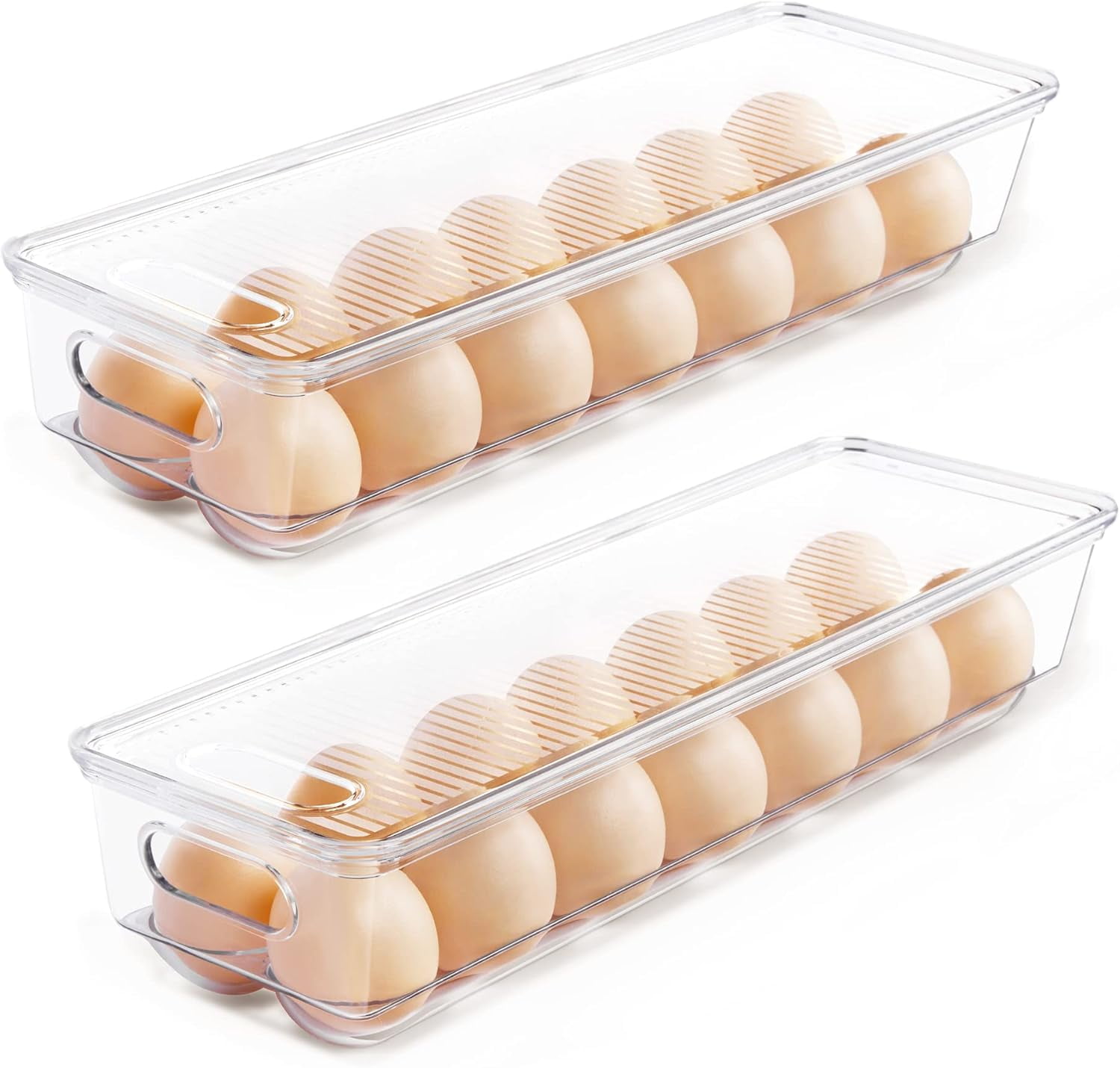 Egg Container Holders for Refrigerator - Clear Stackable Trays for 14 ...