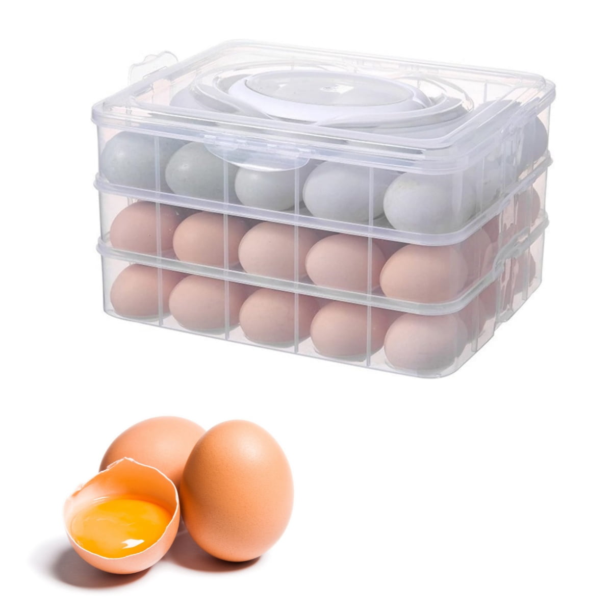 Egg Container for Refrigerator, 20 Grids Egg Holder for Refrigerator, 3 ...