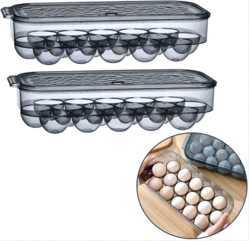 Egg Container for Refrigerator, Stackable Egg Storage, Clear Cover ...