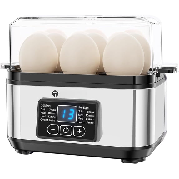 Egg Cooker, 6 Egg Capacity for Hard Boiled Eggs, Poached Eggs ...