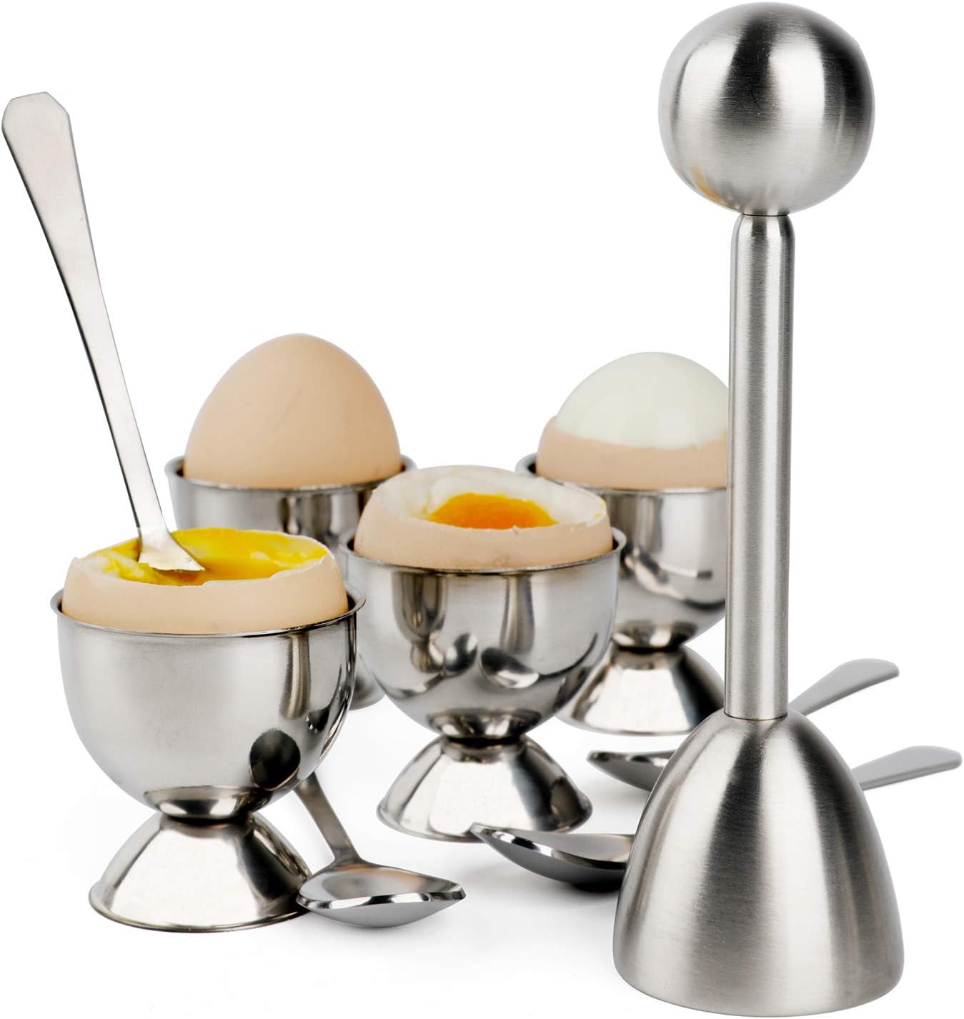 Egg Cracker Topper Set Soft Hard Boiled Eggs Separator Holder Include 4 ...