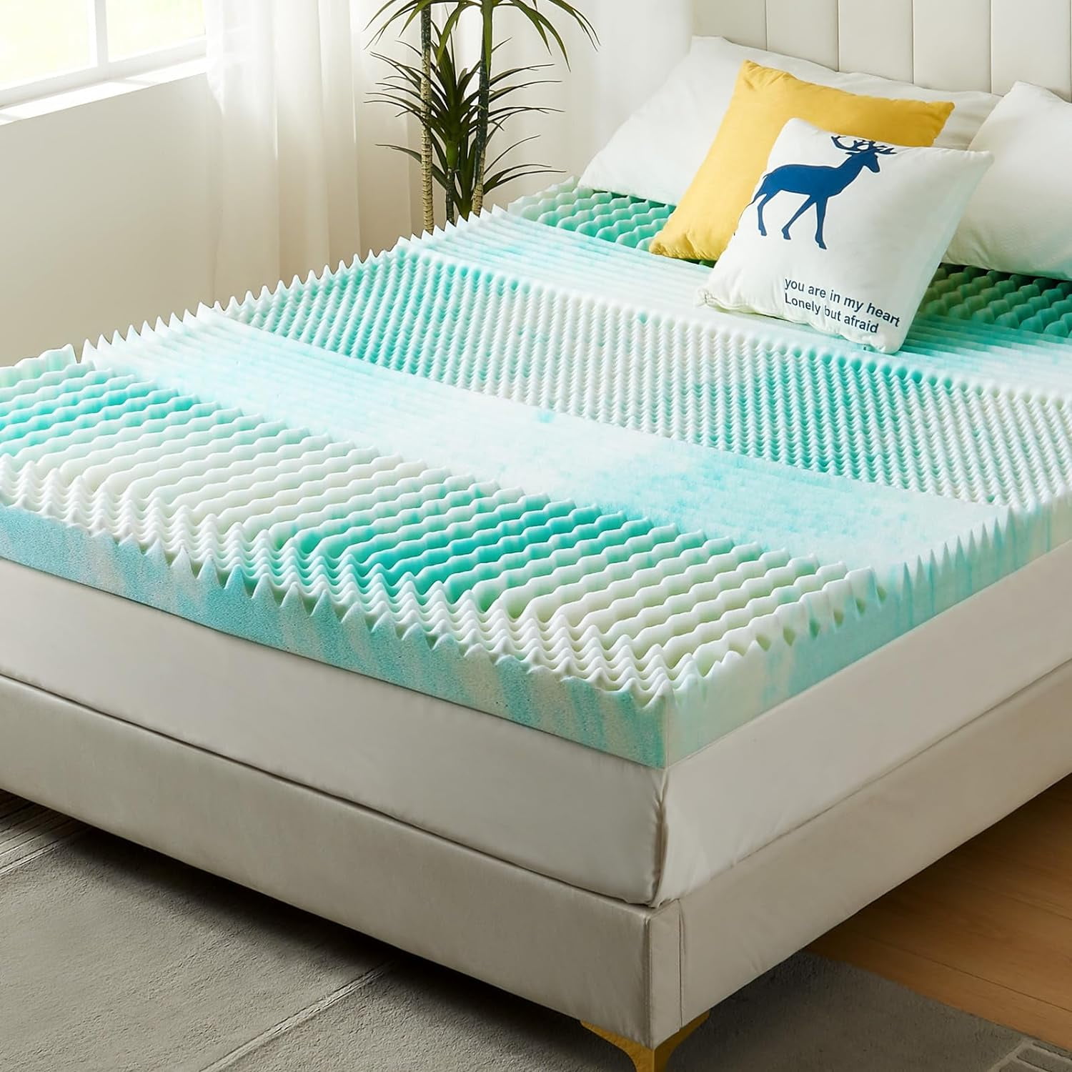 Egg Crate Mattress Topper Full, 7 Zone Gel Cooling Memory Foam Topper ...
