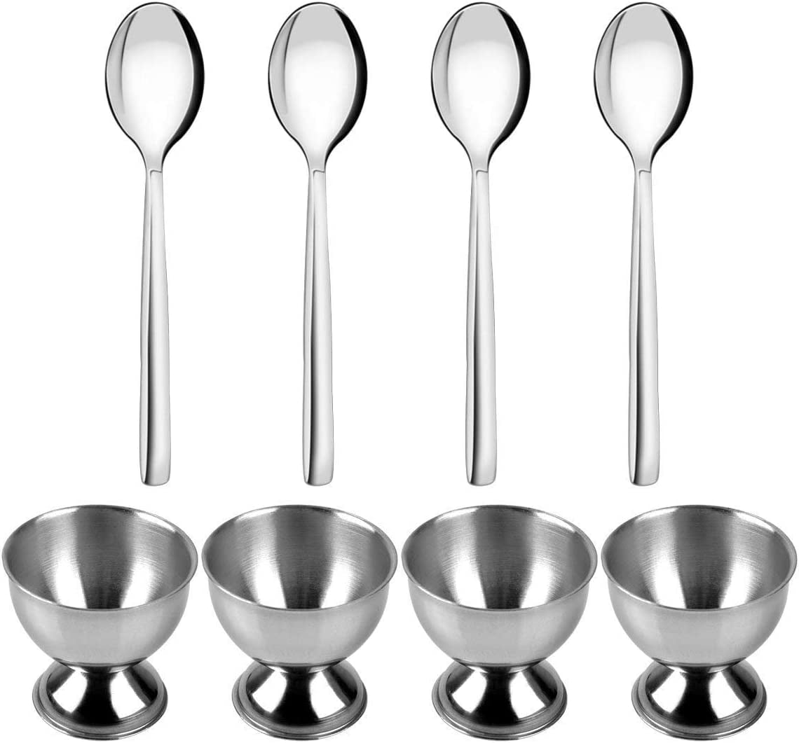 Egg Cup Set Egg Holders for Soft Hard Boiled Eggs with 4 Stainless ...