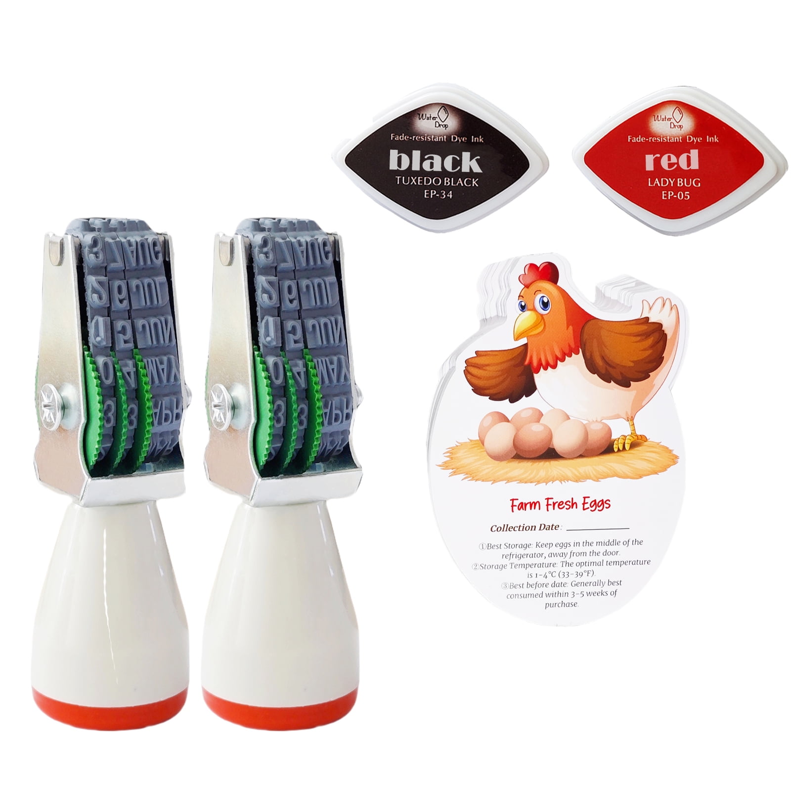 Egg Dater Kit Include 2 Date Stamp 4mm Rubber Egg Stamp,2 Egg Safe Ink ...