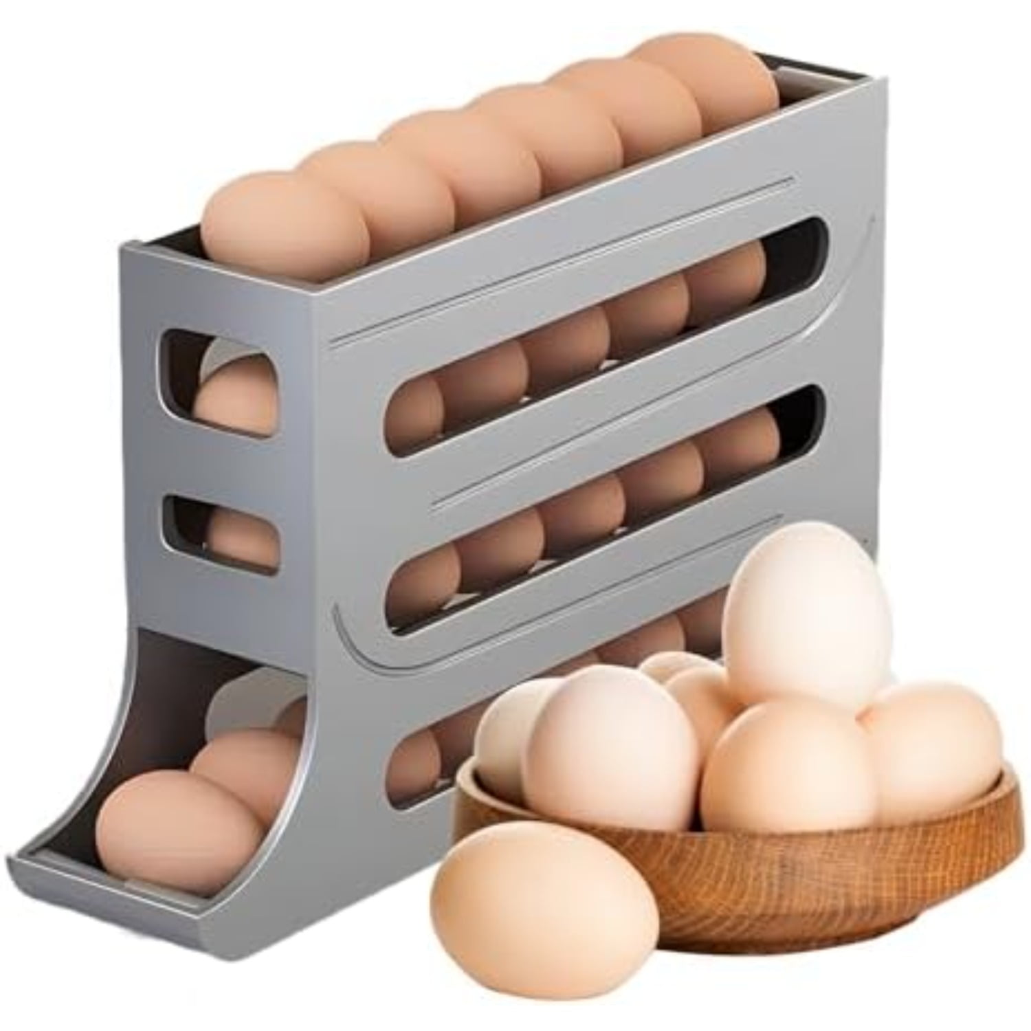 Egg Dispenser Automatic Rolling Egg Tray Organizer, Space Saving ...