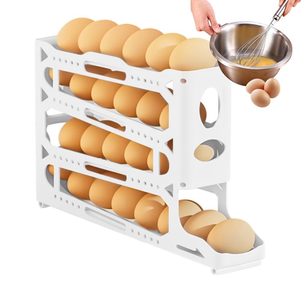 Egg Dispenser for Refrigerator Roll Down ，4 Tiers Egg Keeper ，Space ...