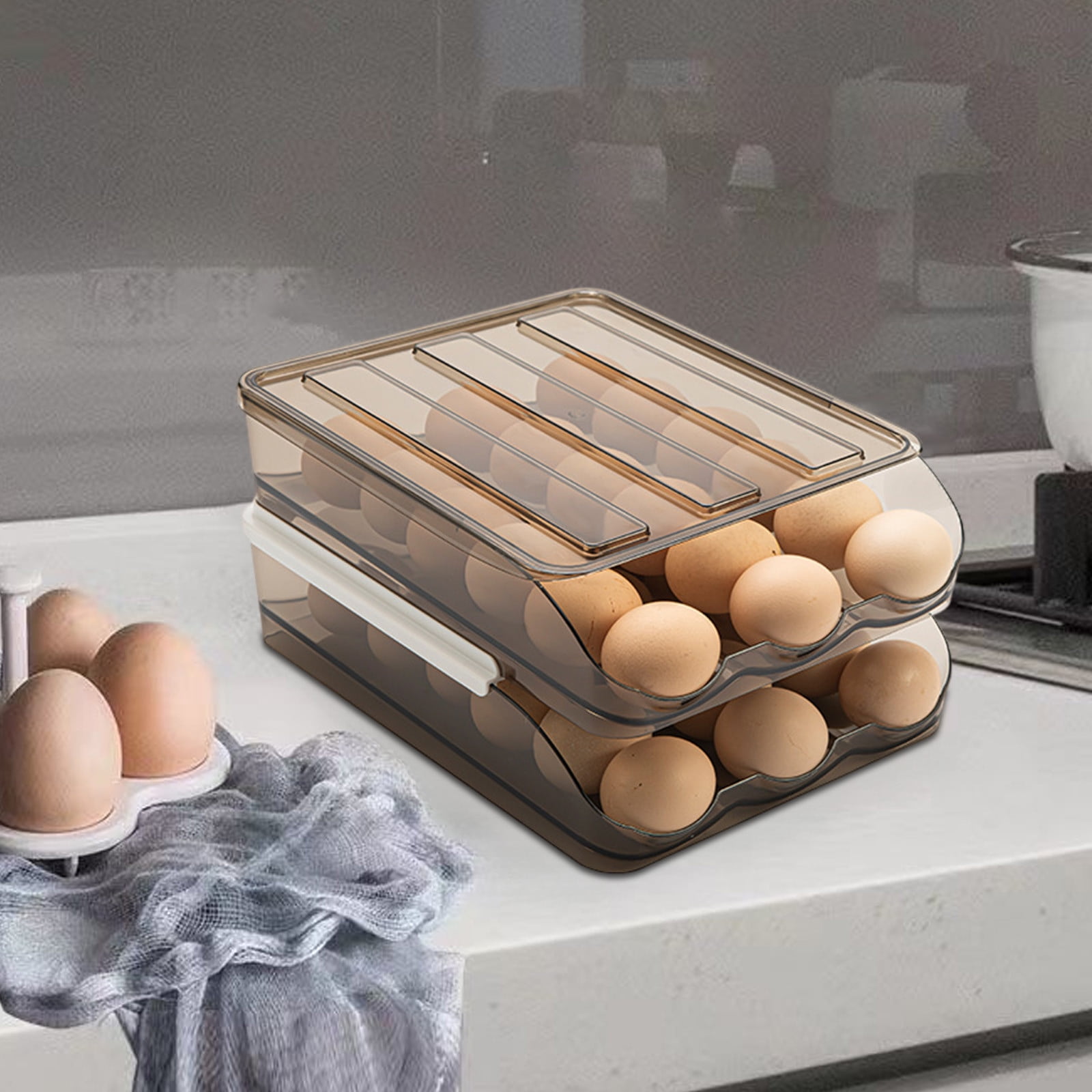 Egg Fresh Holder for Fridge, Stackable Fridge Organizers and Storage ...