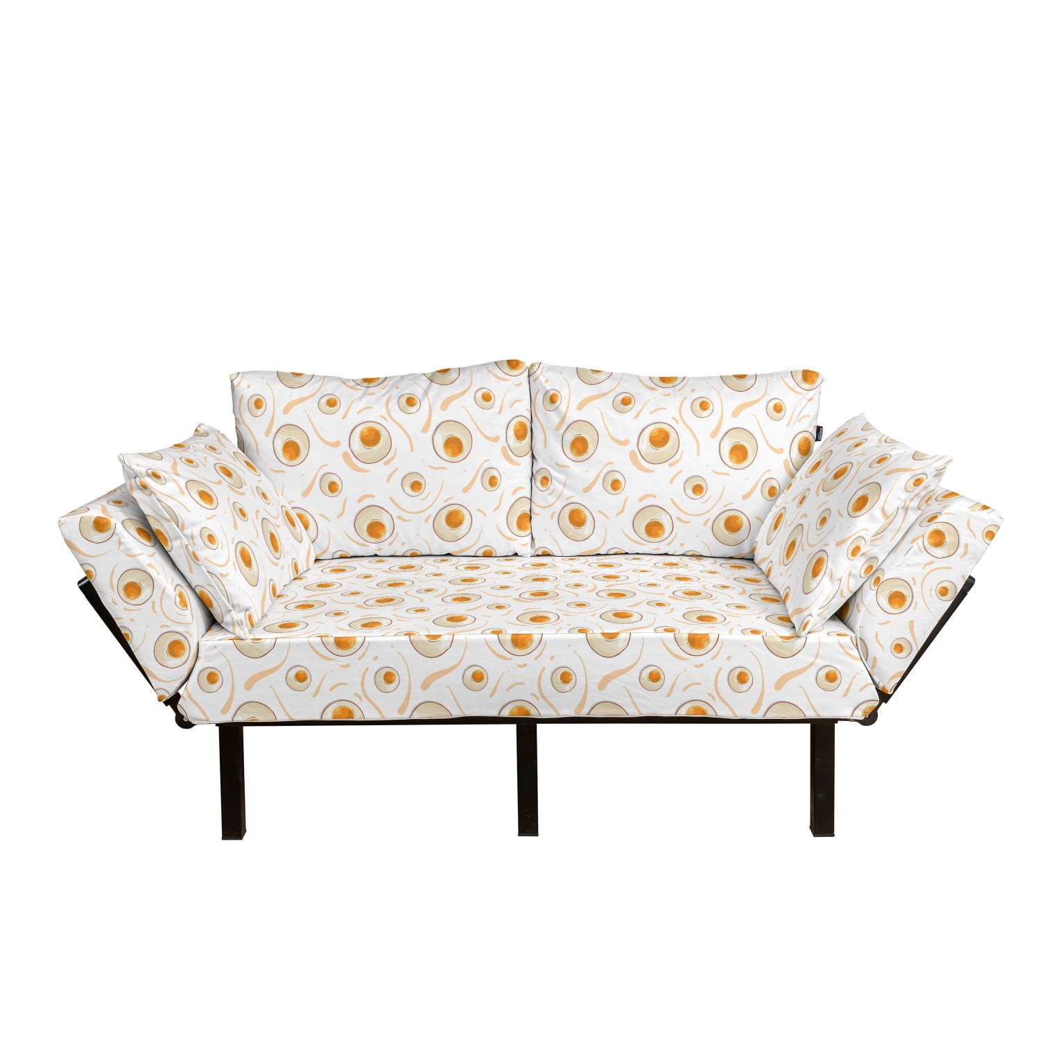 Egg Futon Couch, Breakfast Food Pattern with Fried Eggs Healthy Protein ...