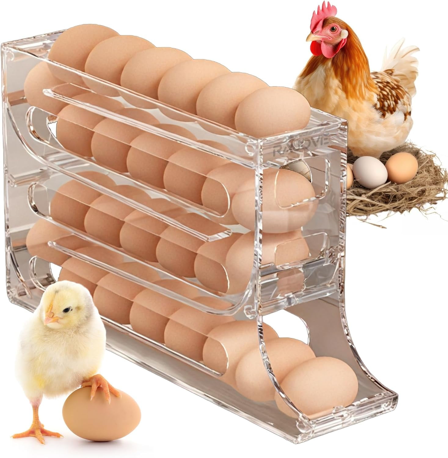 Egg Holder - 4 Tier Egg Holder for Fridge, Egg Storage for Refrigerator ...