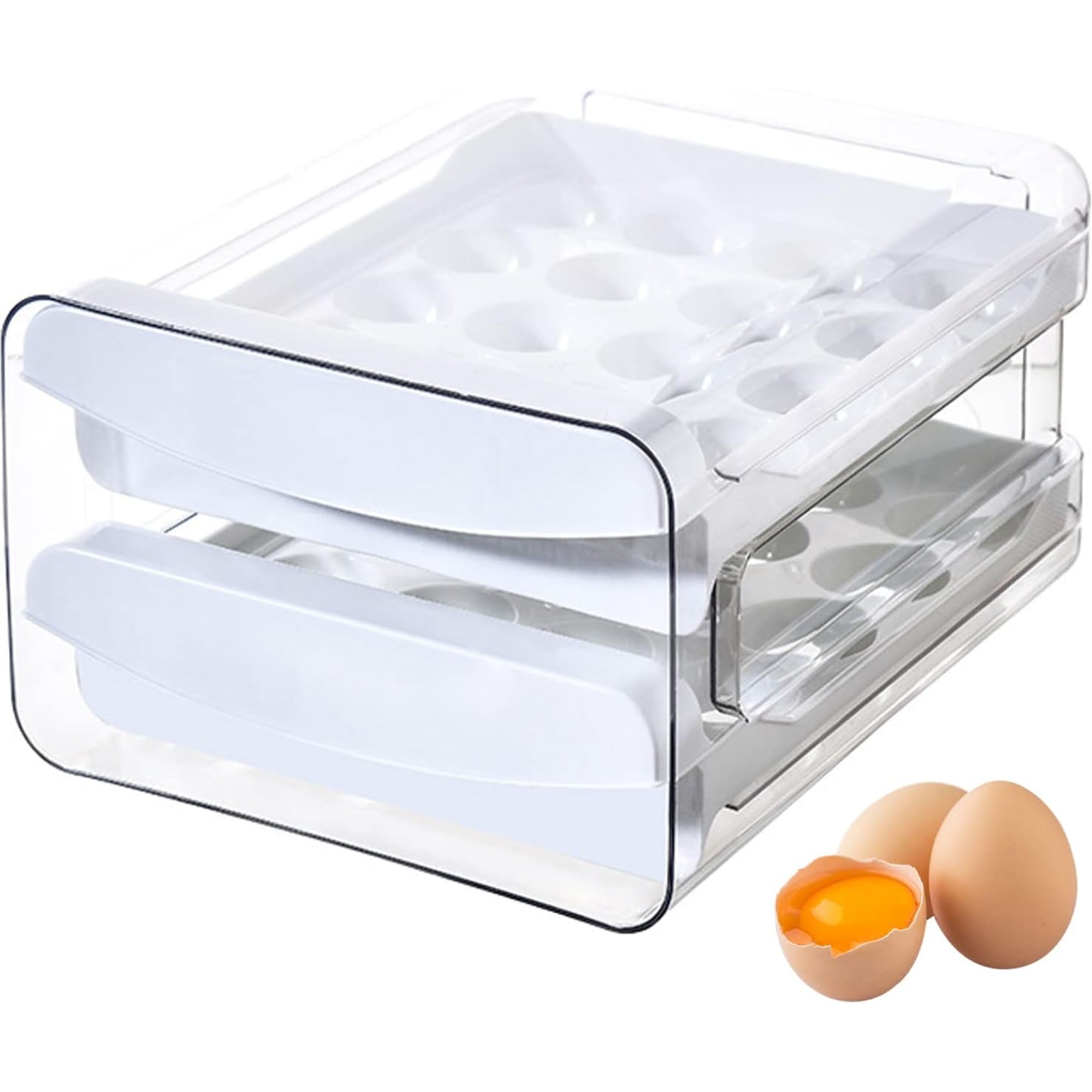Egg Holder 40 Grids Egg Storage Drawer Container for Fridge Clear ...