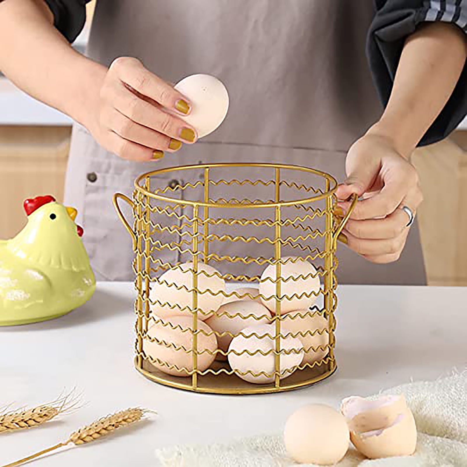 Egg Holder,Colorful Design Eggs Basket Ceramic Chicken Shaped Lid Round ...