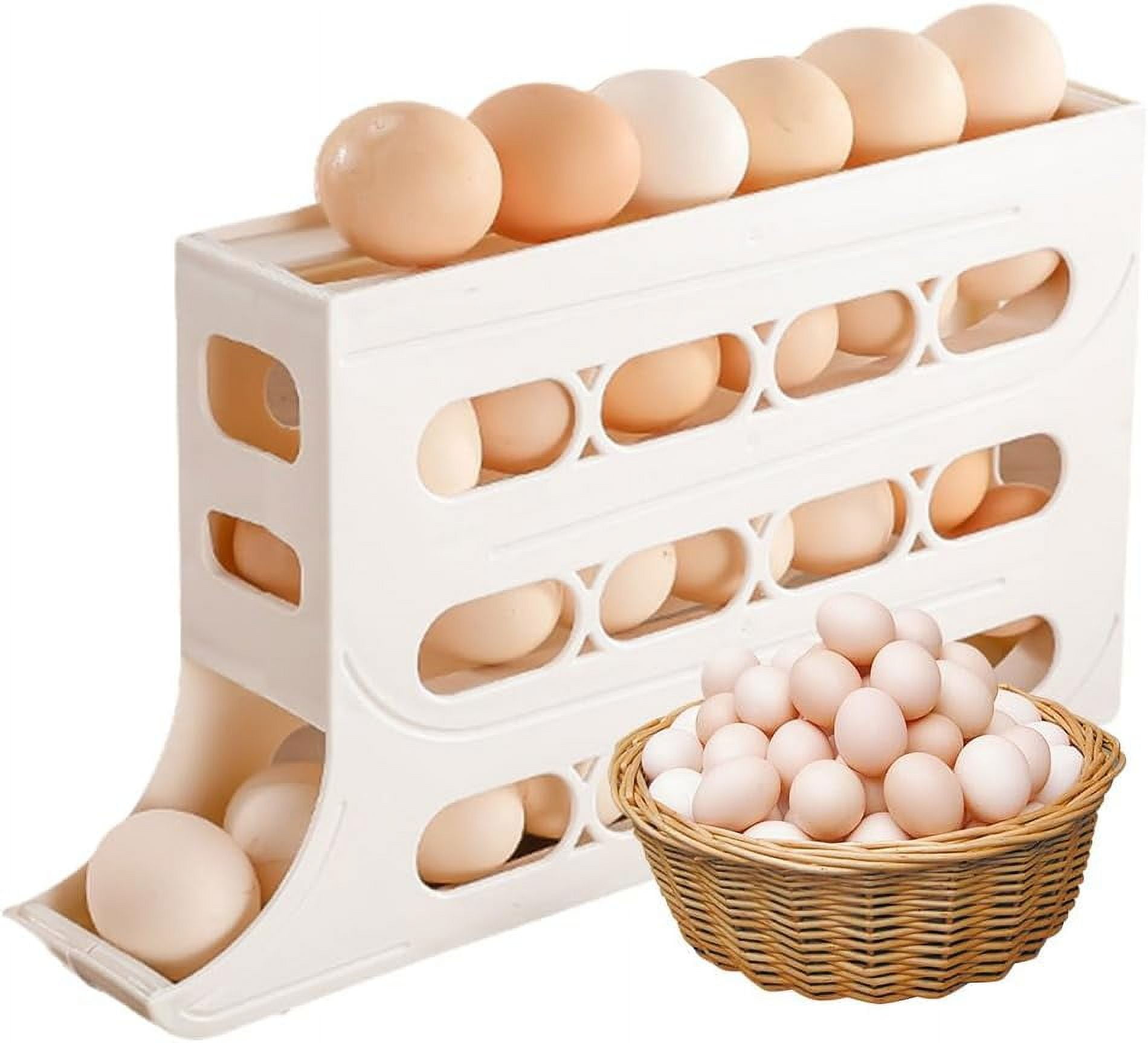 Egg Holder For Fridge,4-Tier Tilted Design Egg Storage Rack,Automatic ...