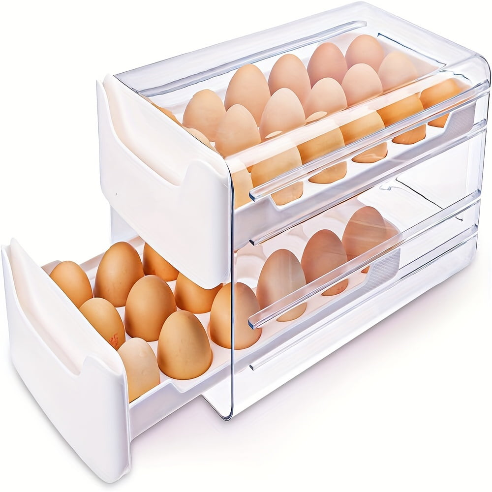 Egg Holder for Fridge, 2 Layers Fresh Egg Storage Container Organizer Bin, Each Layer Could Hold ...