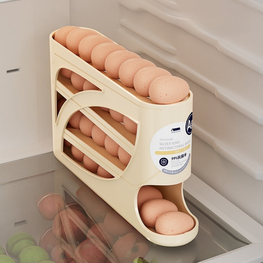 Egg Holder for Fridge, 4-Layer Eggs Dispenser Auto Rolling Egg Tray ...