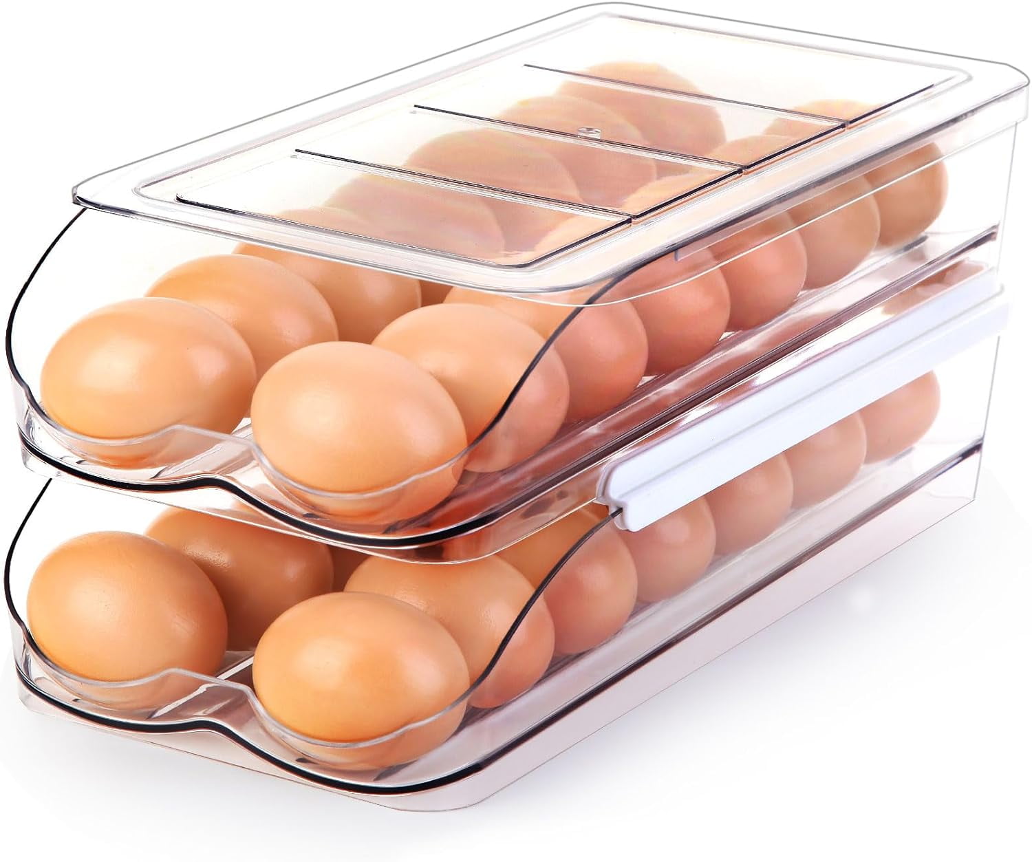 Egg Holder for Fridge, Automatic Rolling Egg Container for Refrigerator ...