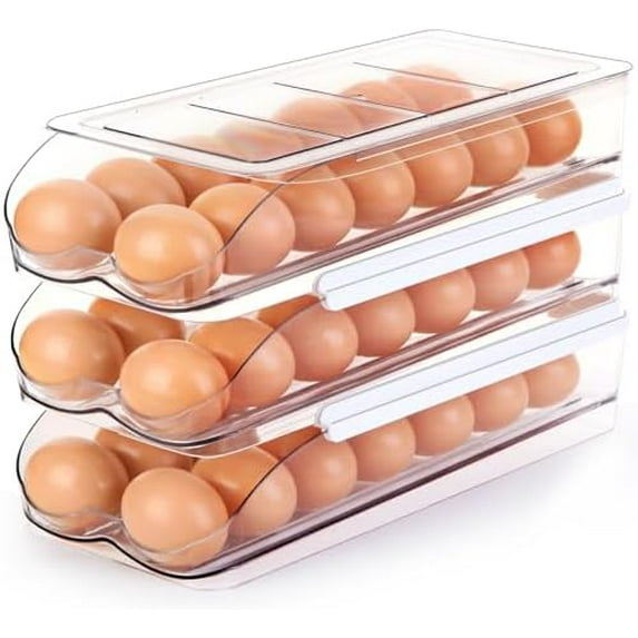 Egg Holder for Fridge, Automatically Rolling Egg Container for ...