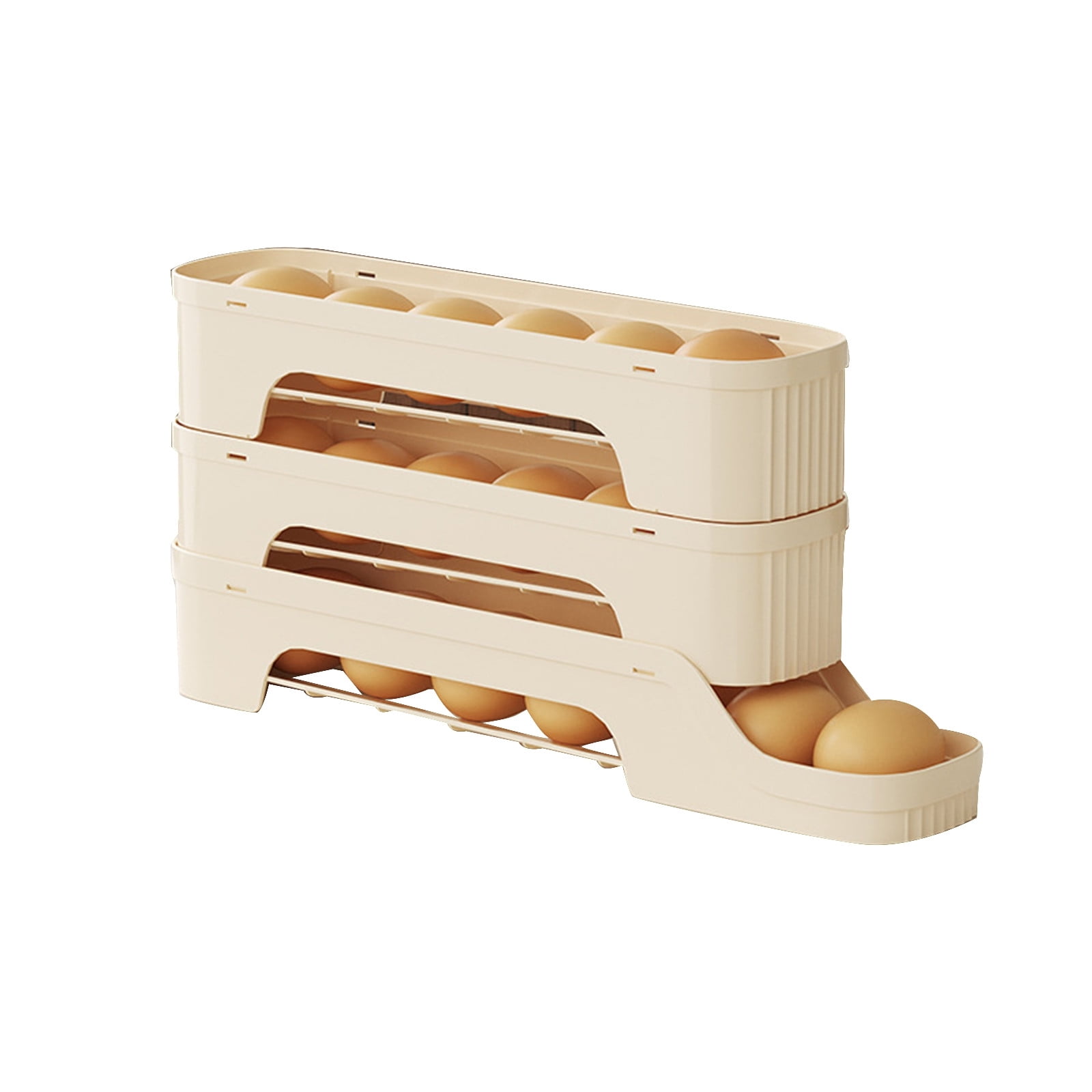 Egg Holder for Fridge, Transparent Rolling Egg Dispenser, Space Saving ...