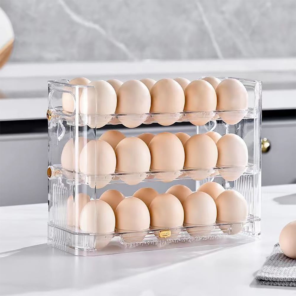 Large Capacity Fridge Egg Organizer, Refrigerator Egg Tray, Stackable ...