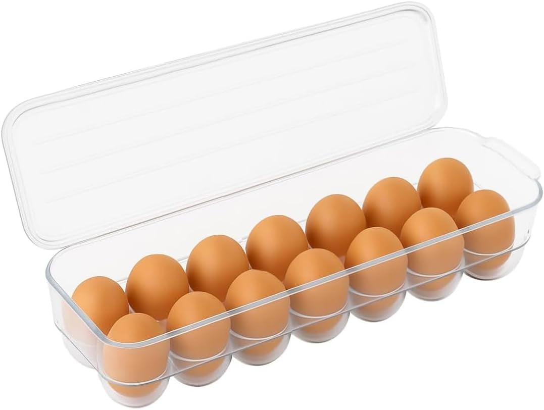 Egg Holder for Refrigerator with Lid – Clear Plastic Egg Storage ...