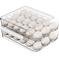 Egg Holder for Fridge, 2 Pack Stackable Rolling Organizer Refrigerator ...