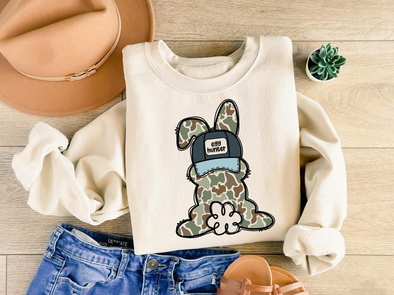 Egg Hunter Camo Easter Sweatshirt for Kids, Toddler Bunny Pullover ...