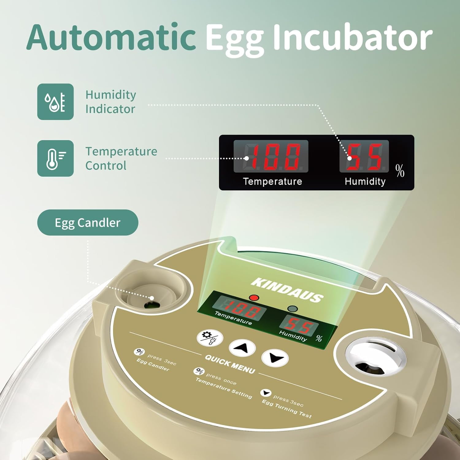 Egg Incubator with Automatic Turning & Humidity Control, 12 Eggs ...