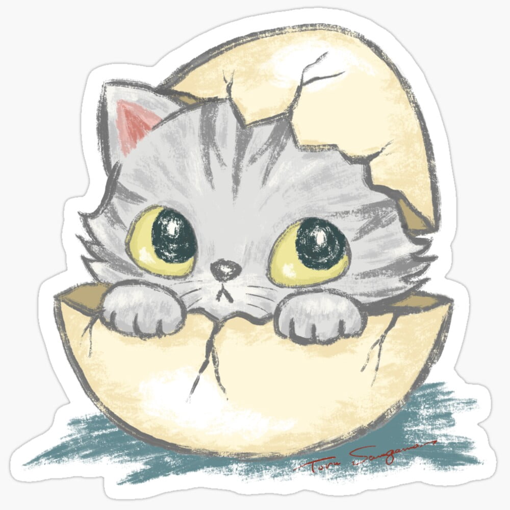 Egg Kitten Sticker Phone Decal Water Bottle Stickers Car Decals, Laptop ...