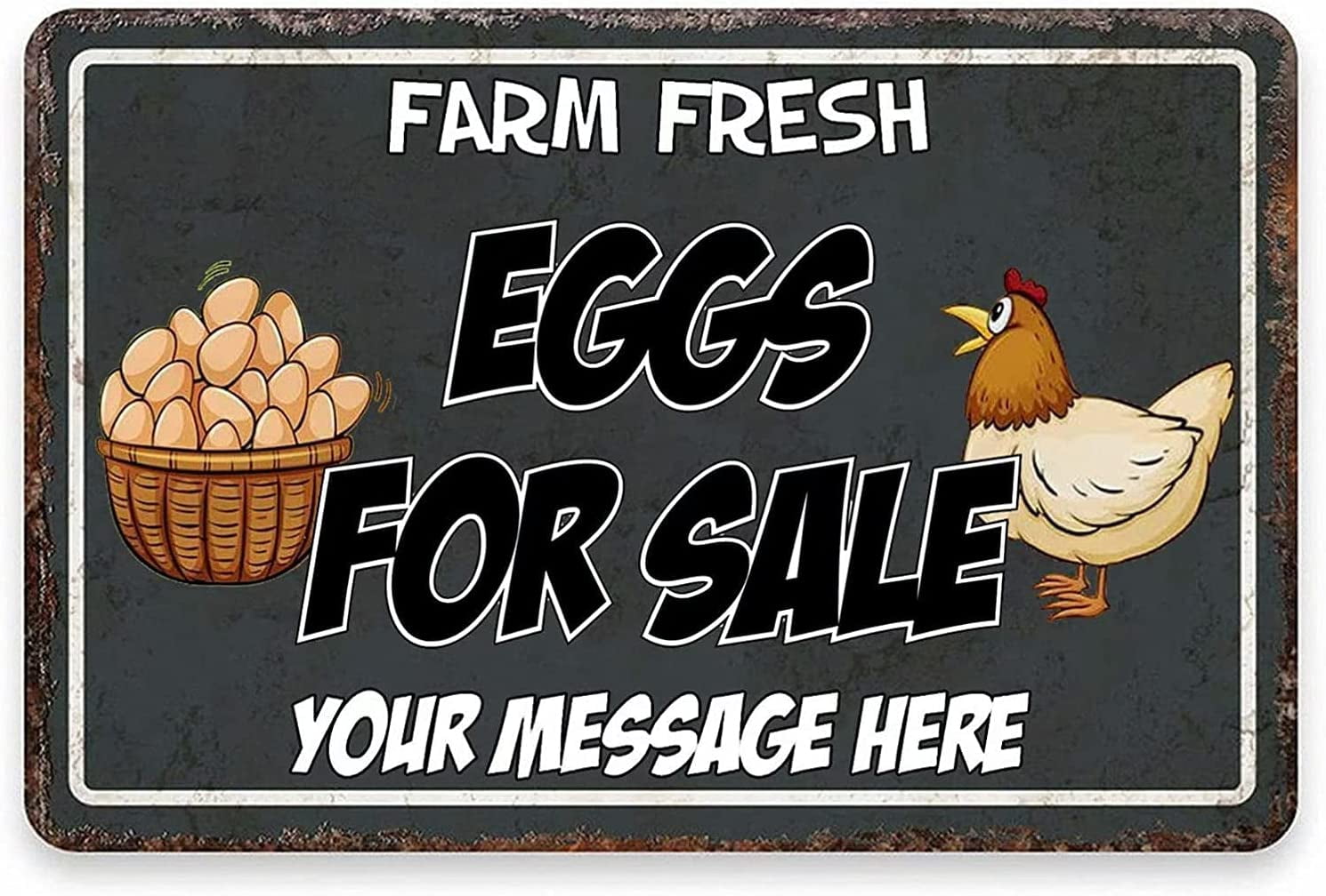 Egg Metal Tin Sign,Farm Fresh Eggs for Sale,Retro Metal Tin Sign Metal ...
