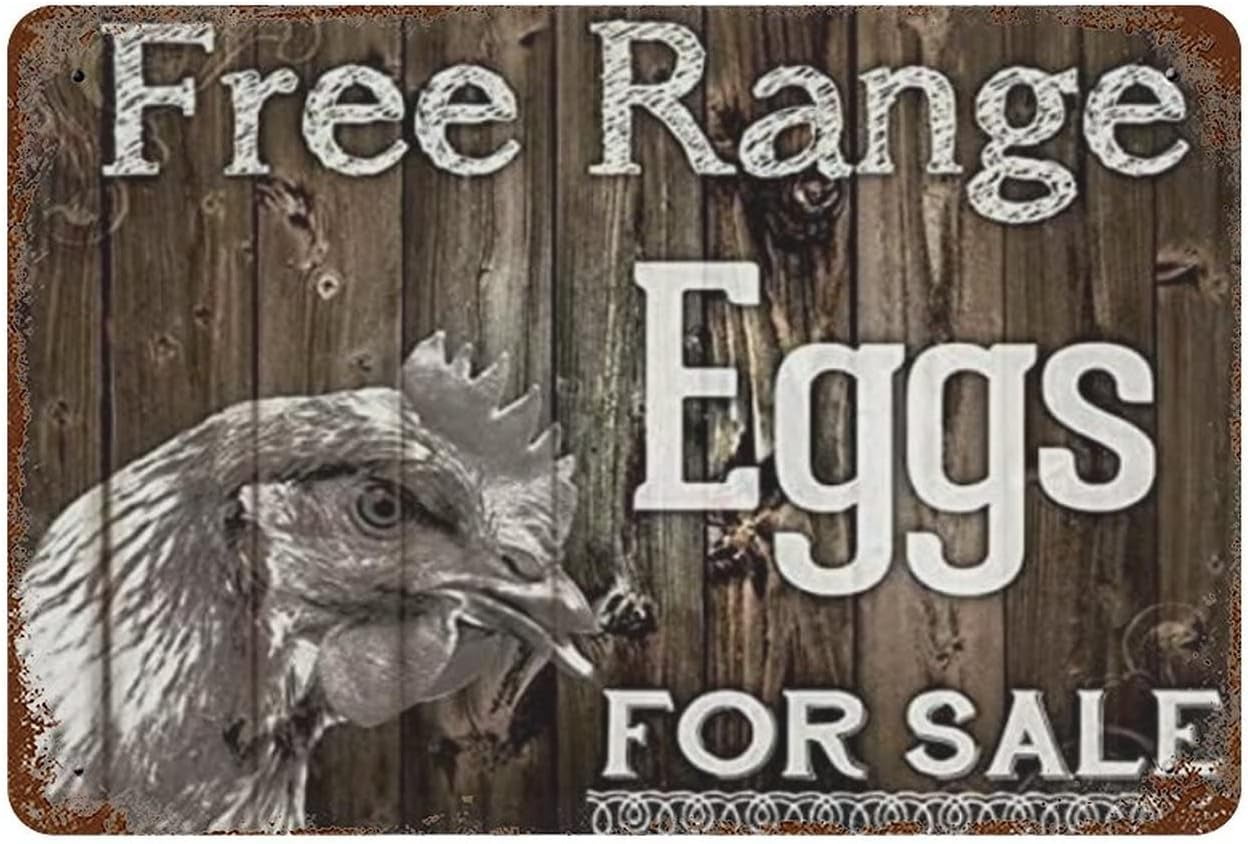 Egg Metal Tin Sign Free Range Eggs For Sale Farm Village Home Bar ...