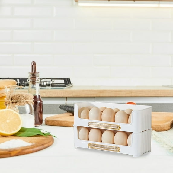 Egg Organizer for Refrigerator Side Door Stackable Kitchen Storage Rack ...