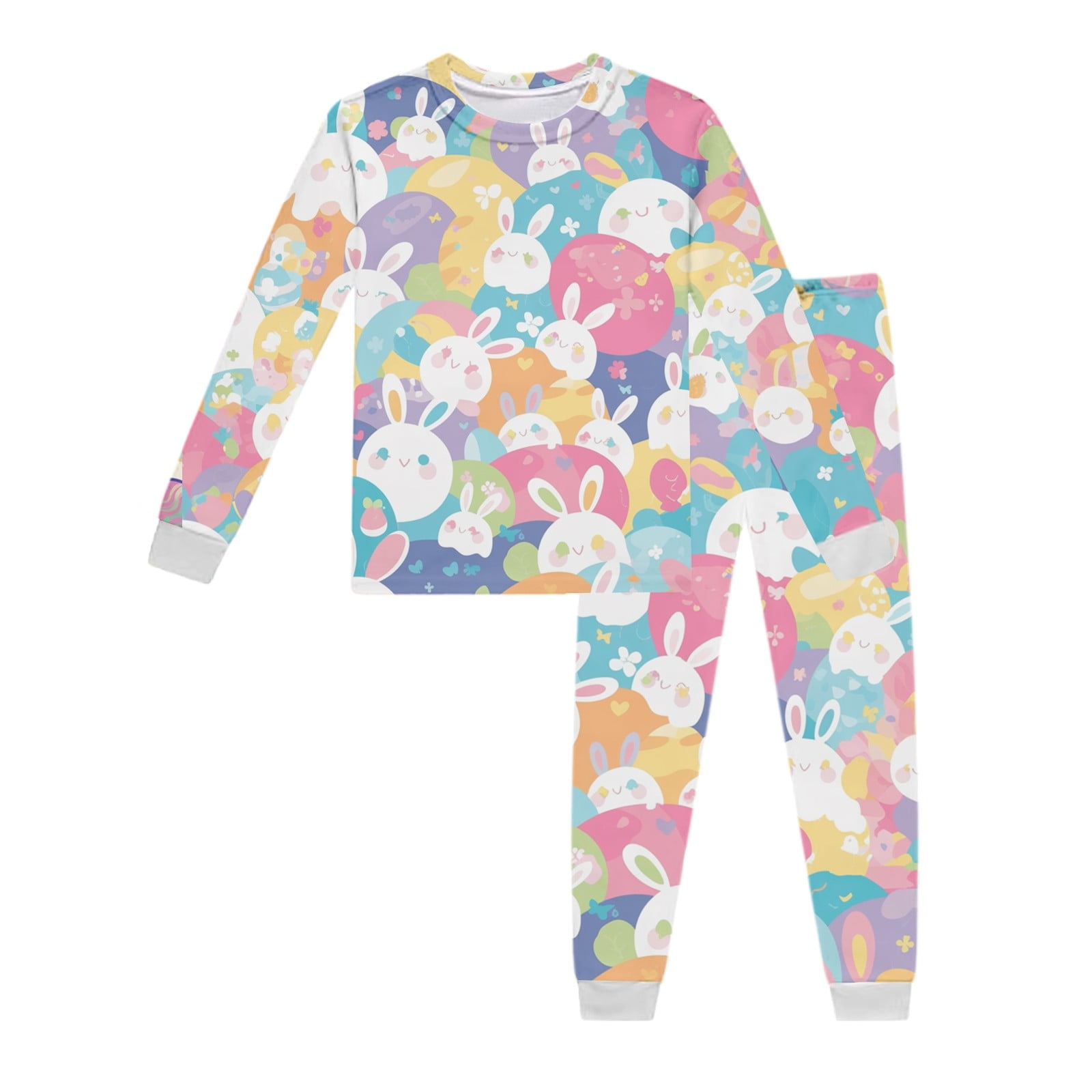 Egg Pajama Set for Kids Easter Long Sleeve Loungewear Set Bunny Print ...