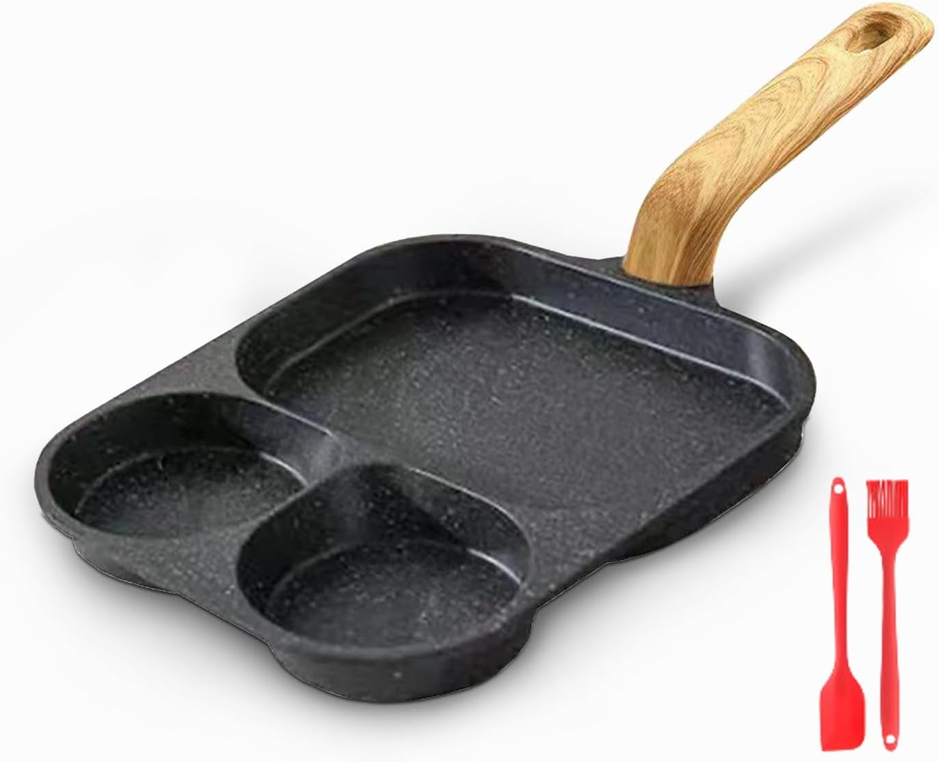 Egg Pan Frying Pan, Nonstick Divided Grill Pan, 3 Section Pancake Pan ...