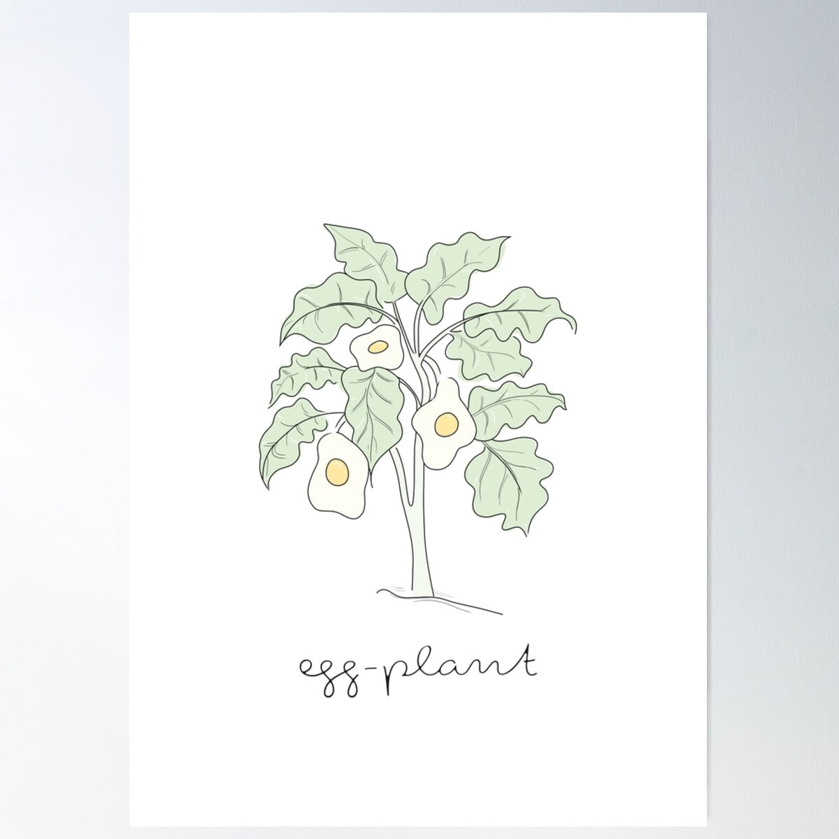 Egg Plant Fun Wordplay Simple Drawing Poster Wall Art, Modern Wall ...