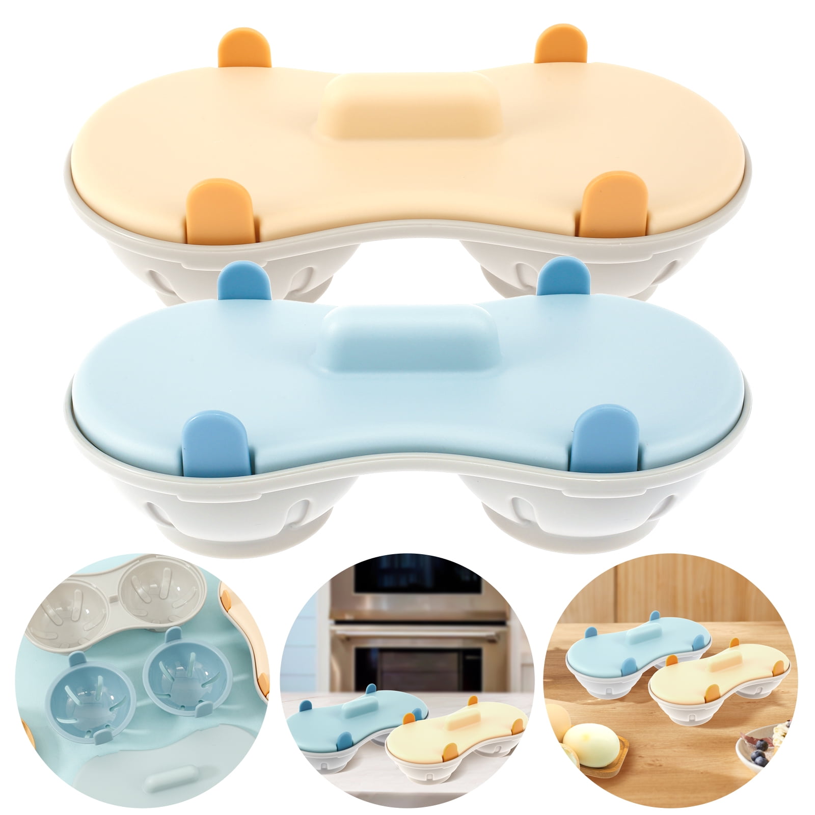 Egg Poacher 2 Cavity Microwave Egg Cooker Double Row Poached Egg Cup ...