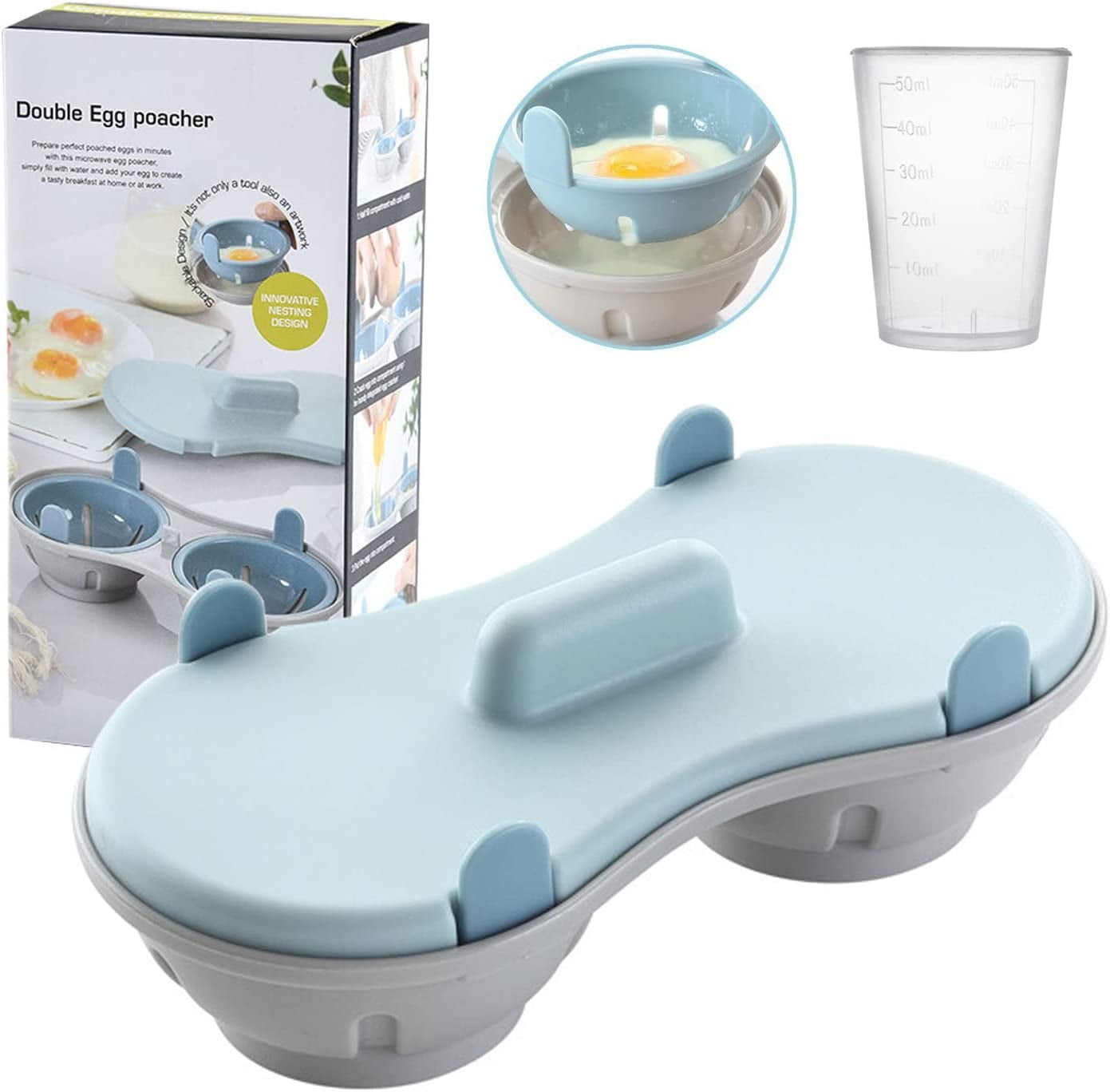 Egg Poacher Microwavable, Egg Steam with Measure Cup Dishwashable, Egg ...