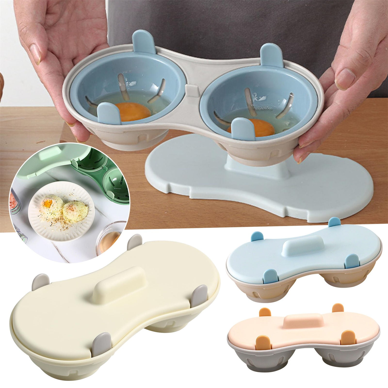 Egg Poacher Microwave, Microwave Egg Boiler Poacher, 2 Cavity Nonstick ...