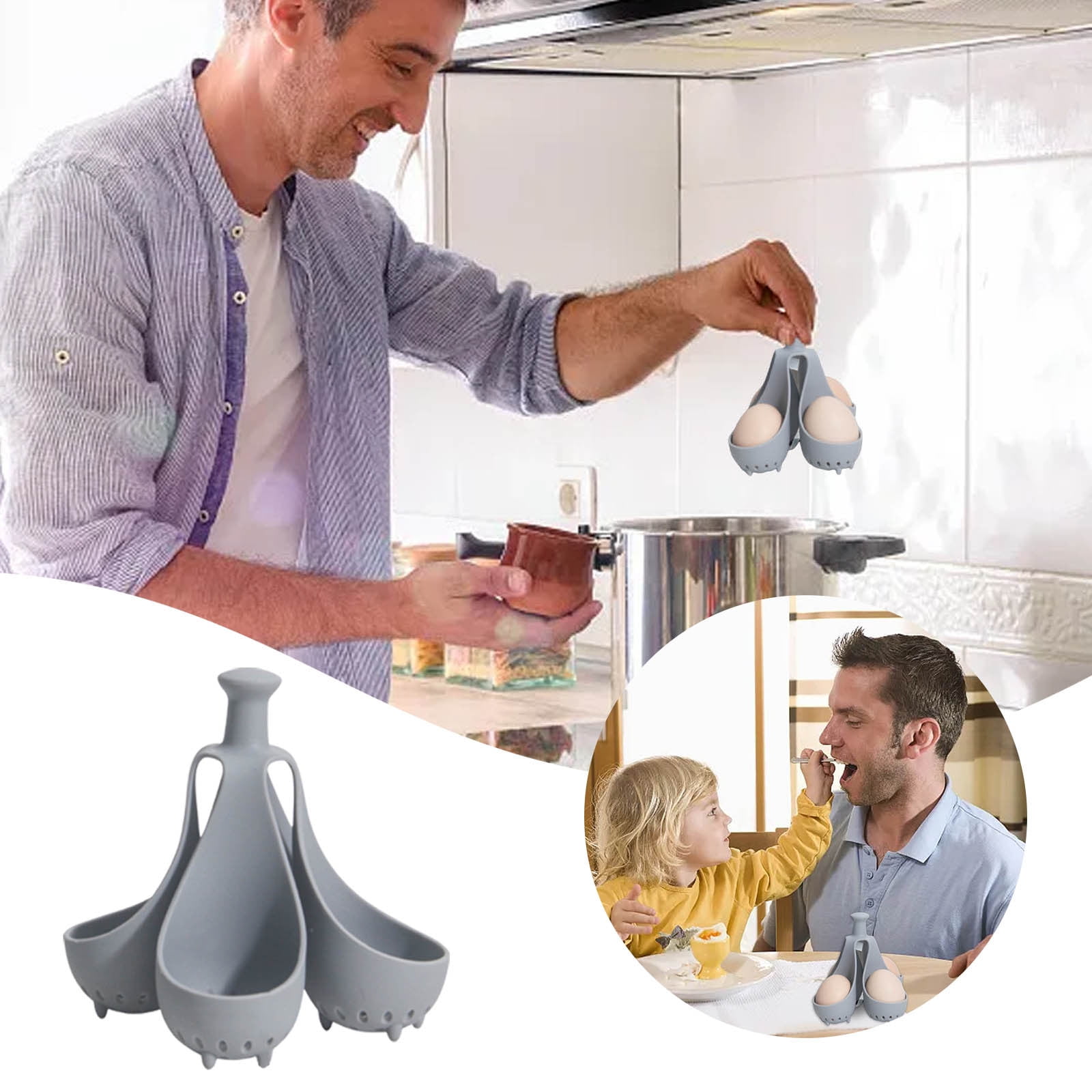 Egg Poacher Poached Egg Cooker with Ring Standers Silicone Egg Poacher ...