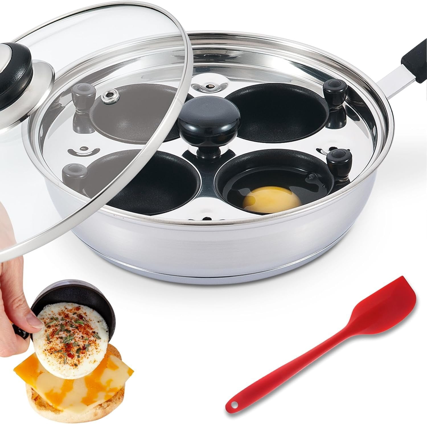 Egg Poacher - Poached Egg Maker, Stainless Egg Poaching Pan, Poached ...