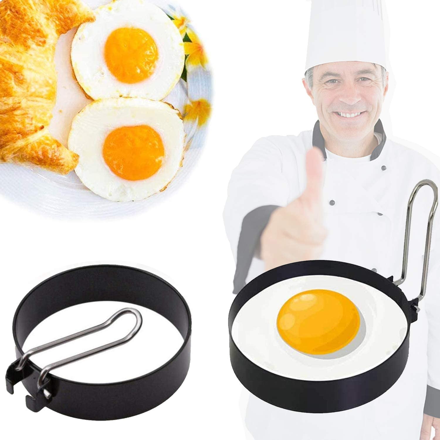 Egg Ring, 2Pcs Stainless Steel Non Stick Circle Egg Rings For Fying ...