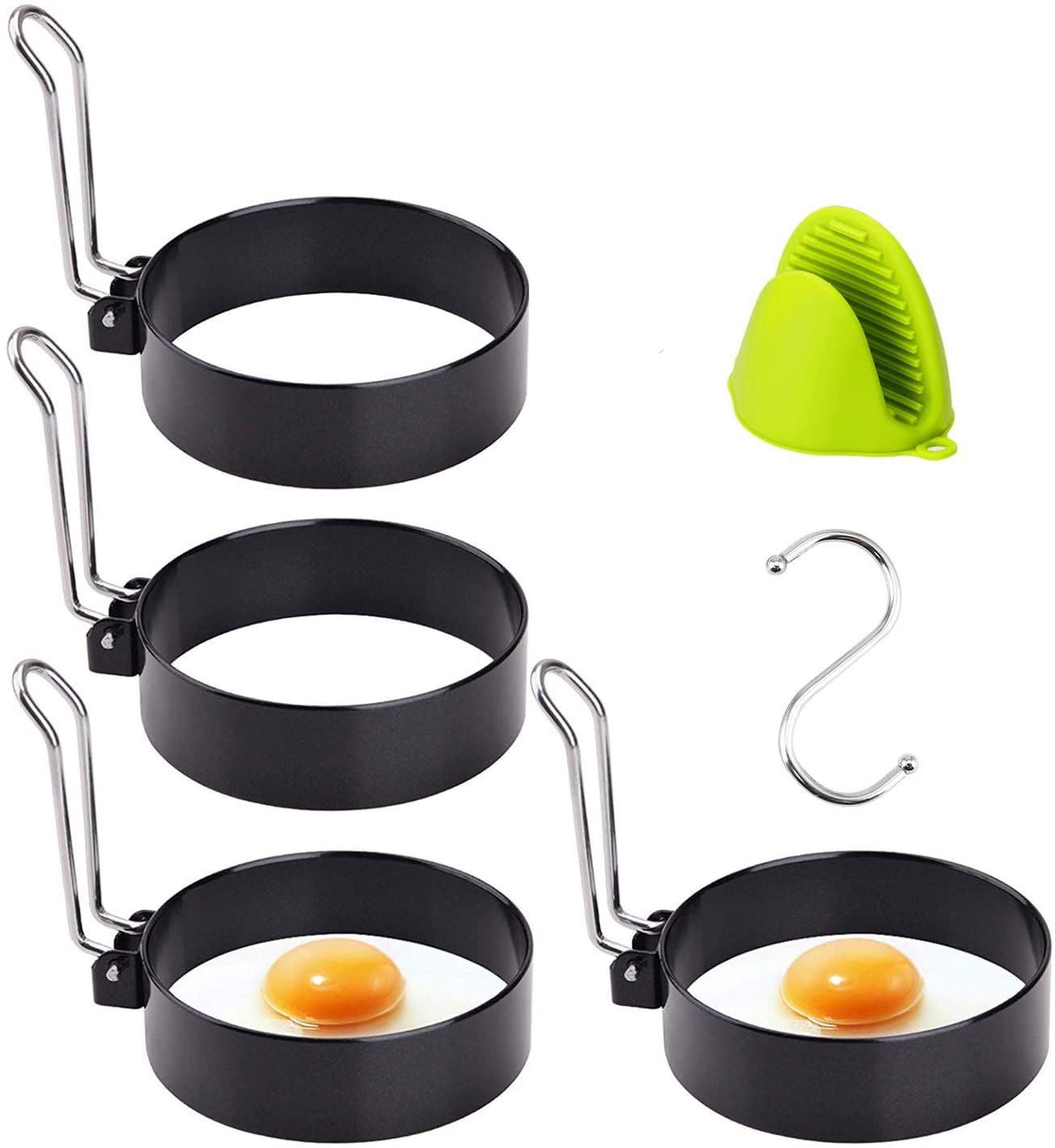 Egg Ring, 4 Pack Stainless Steel Egg Ring Molds With Non Stick Metal ...